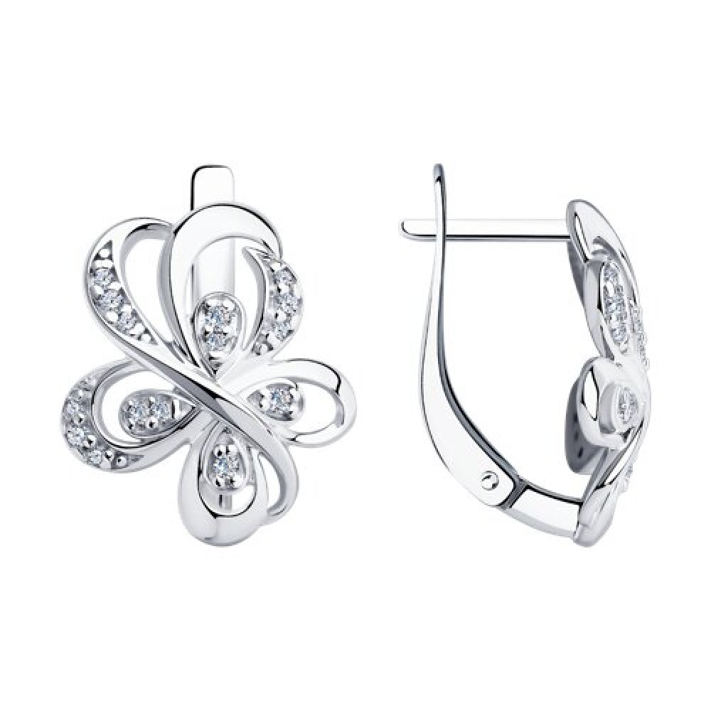 Cercei din argint cu pietre Cubic Zirconia Incolor art 94-120-00758-1