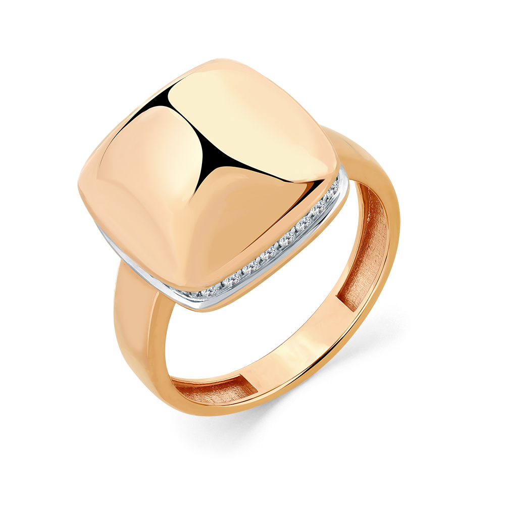 Inel din aur roșu cu pietre Cubic Zirconia Incolor art 001-0921-0001-011